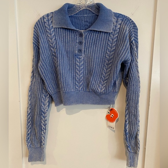 Cider | Tops | Cider Collar Chunky Cable Knit Long Sleeve Top | Poshmark